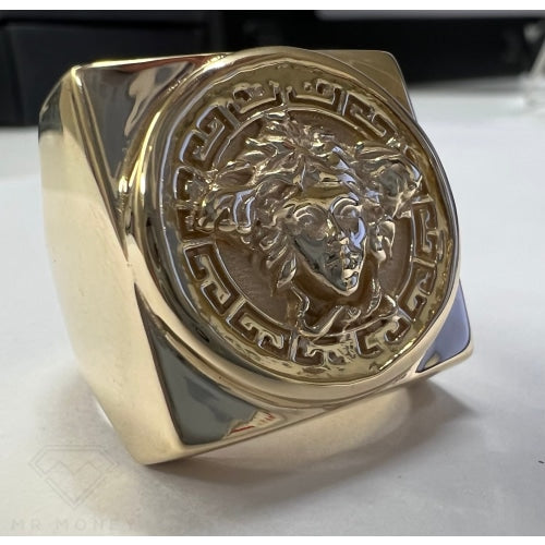 9ct Gold Square Medusa Ring – Mr Money
